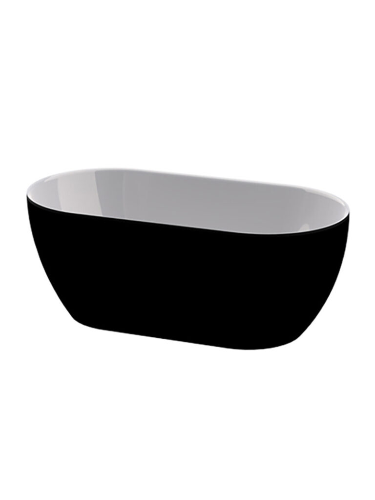 Zala Black No Overflow Freestanding Bath 1440*750*570mm - Bathroom Bizarre