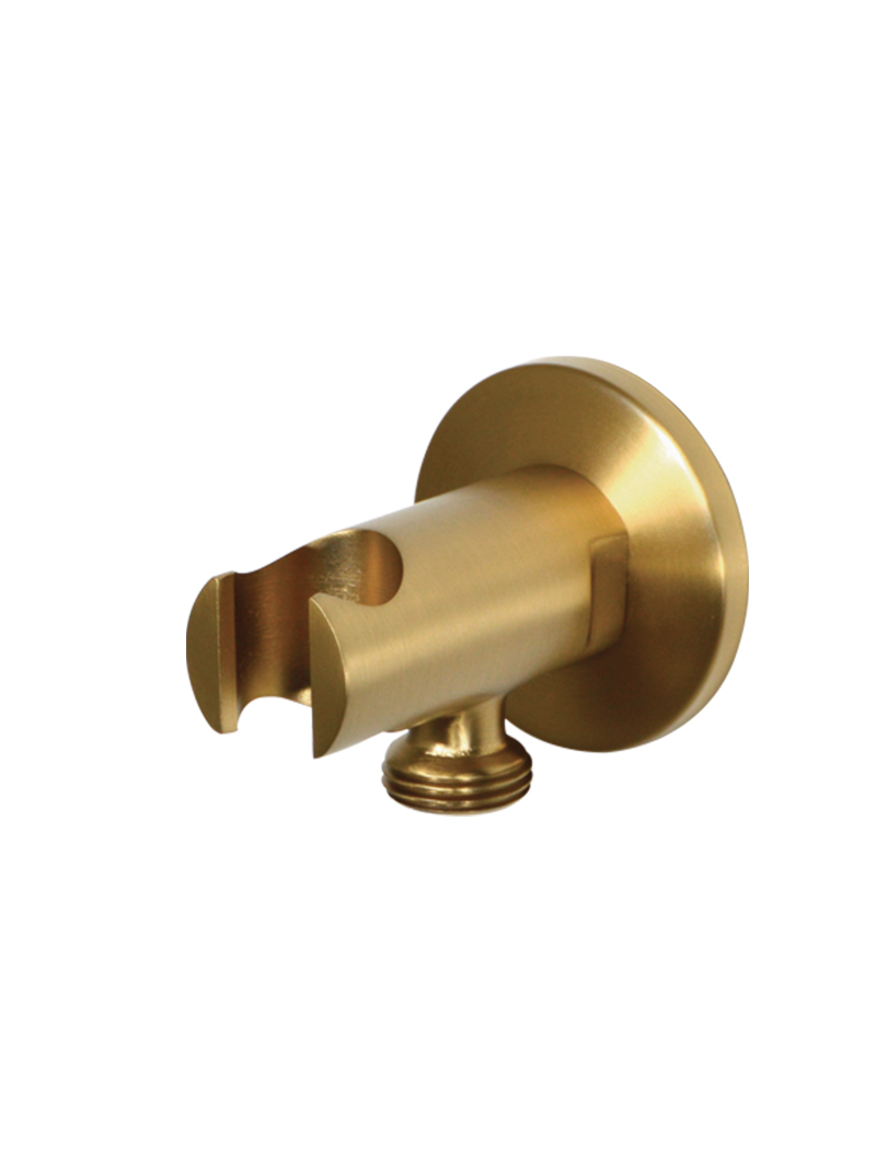 Round Wall Bracket With Hose Outlet - Brass - Bathroom Bizarre