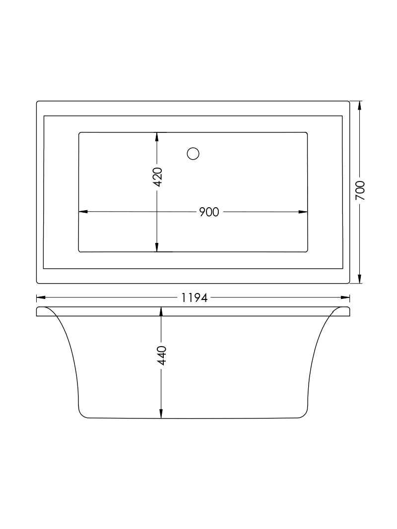 Jerico White Built-In Bath 1200 x 700 x 440mm - Bathroom Bizarre