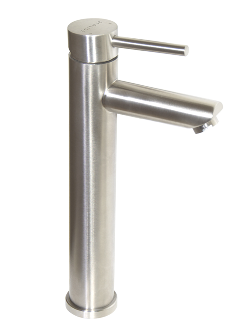 Moon Tall Basin Mixer - Brushed Stainless Steel - Bathroom Bizarre